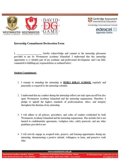 Internship Commitment Declaration Form Pks Pdf Internship Job Hunting