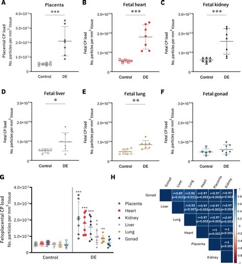 carbon particle load in placental and fetal tissues a g cps were
