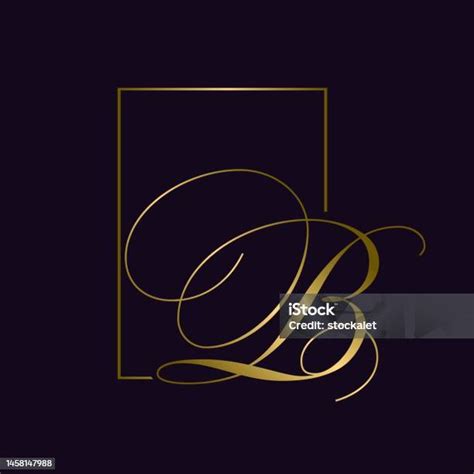 Logo Huruf B Monogram Awal Alfabet Tanda Tangan Huruf Besar Warna Emas