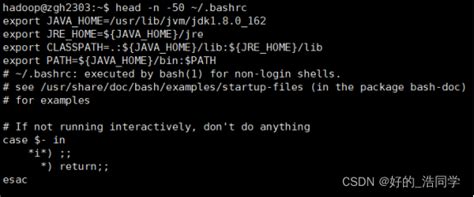 实验一：熟悉常用的linux操作和hadoop操作查看主文件夹下bashrc文件内容后面50行不显示只显示前面几行 Csdn博客