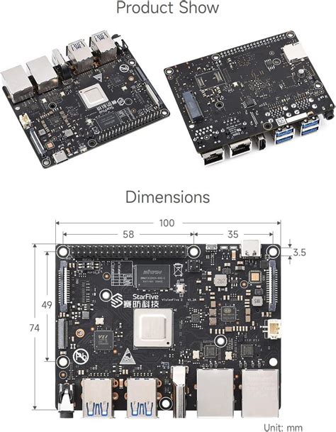 Waveshare Visionfive2 Risc V Single Board Computer Starfive Jh7110 Processor With Integrated 3d