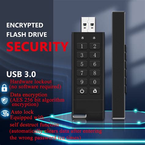 secure usb drive 256gb encrypted flash hardware password with