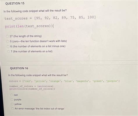 Solved QUESTION In The Following Code Snippet What Will Chegg