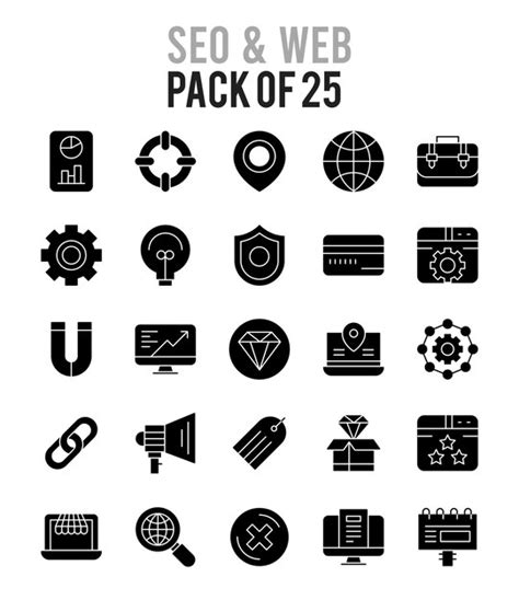 Premium Vector 25 Seo Web Glyph Icon Pack Vector Illustration