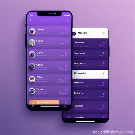 Purple And Blueberry Mobile Application Menu Stable Diffusion Online