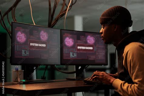 System Hacked By Professional Hacker Late At Night Using Virus To Create Malware And Access