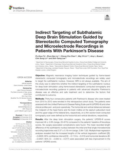 Pdf Indirect Targeting Of Subthalamic Deep Brain Stimulation Guided