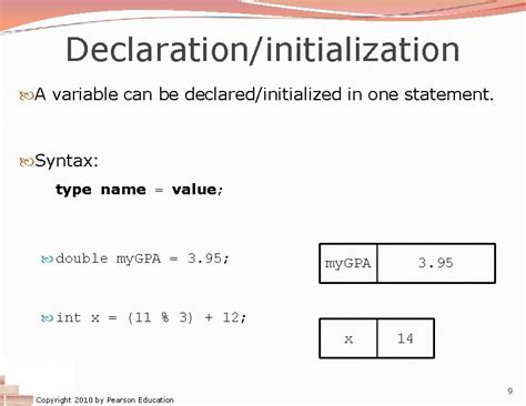 Copyright 2010 By Pearson Education 2 Variables Variable