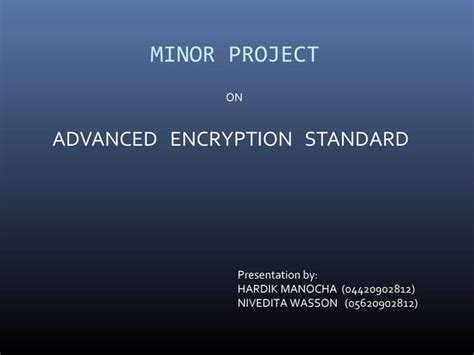 Minor Project Aes Implementation In Verilog Ppt