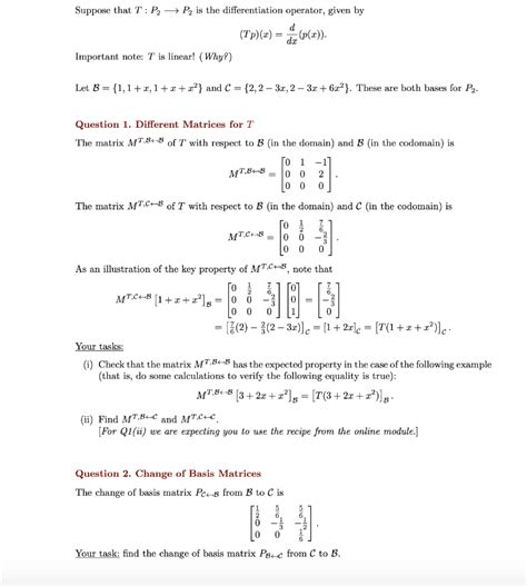 Solved Suppose That T P2 → P2 Is The Differentiation