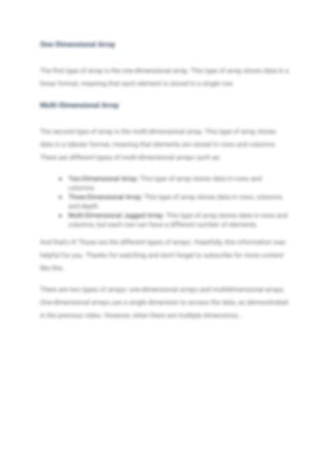 Solution Types Of Array One Dimensional Multi Dimensional Array By