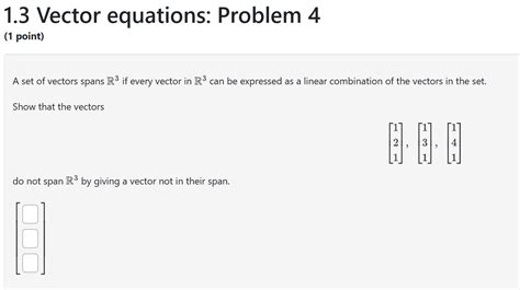Solved Vector Equations Problem Point Let Chegg