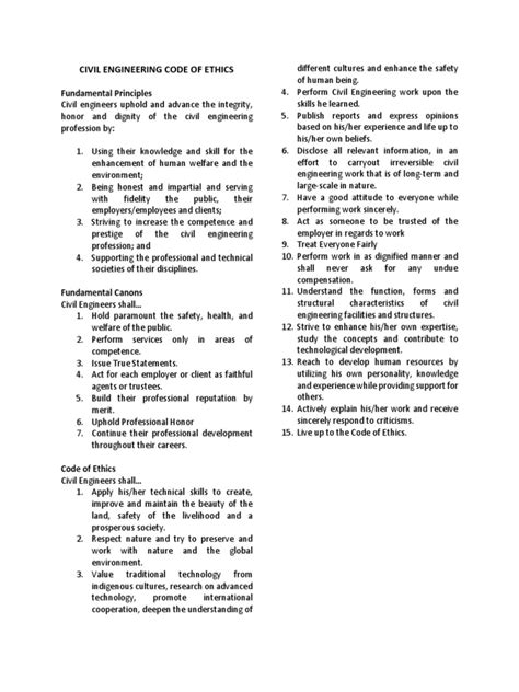 civil engineering code of ethics pdf engineering civil engineering