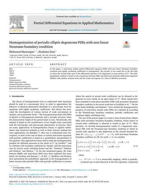 Pdf Homogenization Of Periodic Elliptic Degenerate Pdes With Non Linear Neumann Boundary Condition