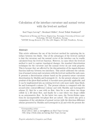 Calculation Of The Interface Curvature And Normal Vector With The Level Set Method