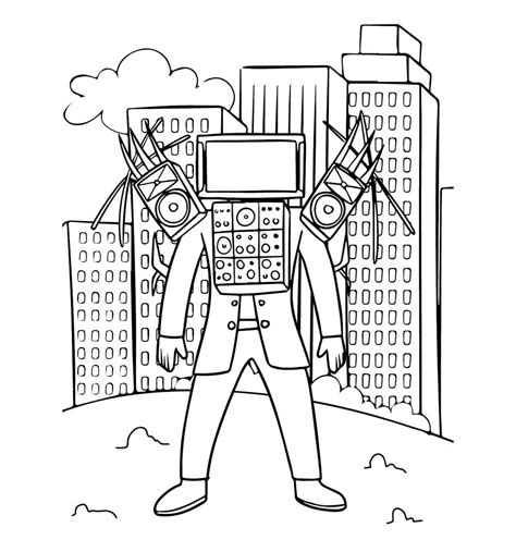 Skibidi Toilet Titan Tv Man Standaard Kleurplaat Kinderen Kleurplaat