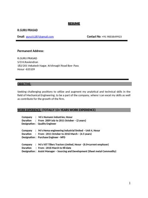 My Resume1 Pdf Procurement New Product Development