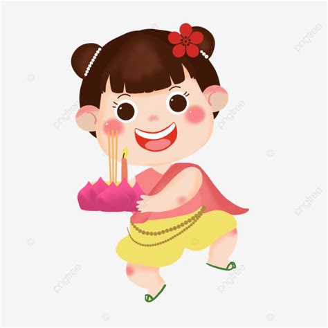 Loy Krathong Festival Girl Lotus Loy Krathong Festival In Thailand