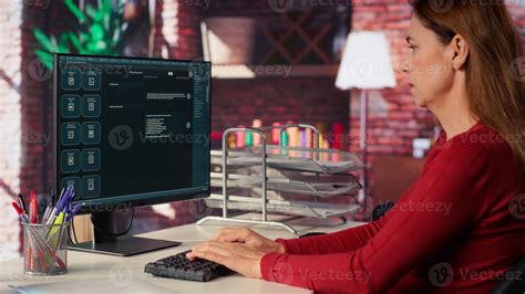 Woman Typing Prompts Into An Ai Powered Chat System On Her Computer