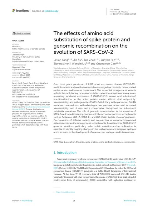 Pdf The Effects Of Amino Acid Substitution Of Spike Protein And