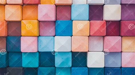 Colorful Geometric Blocks Arranged In A Vibrant Pattern On A Flat