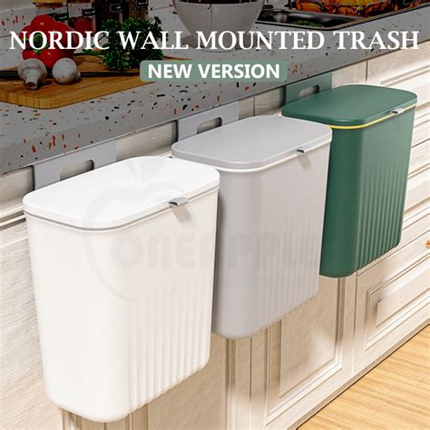 [10l] Upgraded Hanging Trash Can Dustbin Rubbish Bin Cabinet Door Floor Wall Mounted Kitchen