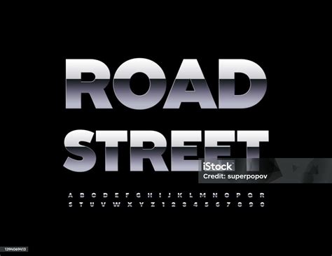 벡터 현대 템플릿 도로 거리 금속 알파벳 문자와 숫자 세트 철에 대한 스톡 벡터 아트 및 기타 이미지 철 컴퓨터 글자