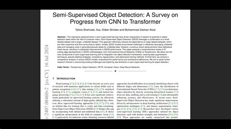Semi Supervised Object Detection A Survey On Progress From Cnn To