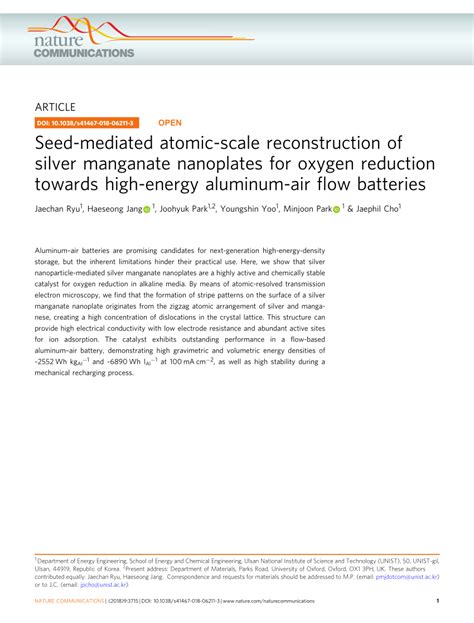 Pdf Seed Mediated Atomic Scale Reconstruction Of Silver Manganate