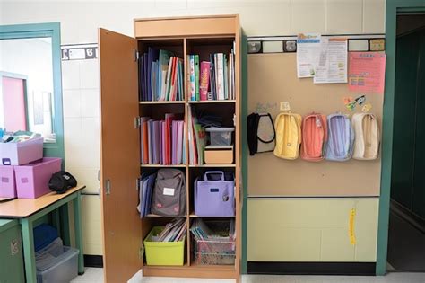 Premium Ai Image School Locker Filled With Books And Supplies To Get