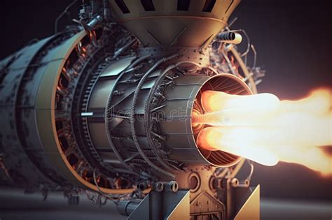 Close Up Of Rocket Engine Firing With Flames And Smoke Visible Stock