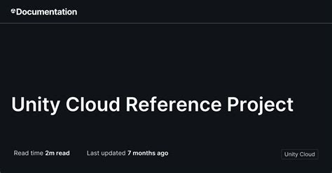 Unity Cloud Reference Project • Unity Cloud