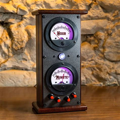 Vintage Industrial Self Setting Steel Panel Clock Features Gauges To Display Time Tuvie Design