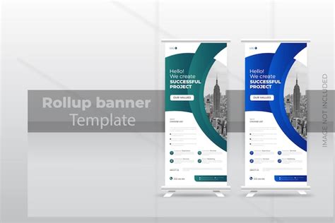 현대적인 롤업 간판 또는 풀업 배너 프리미엄 벡터