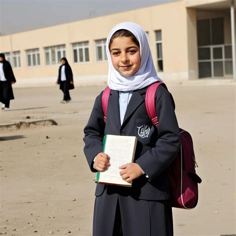 یک دختر ایرانی سن حدودا 11 سال در حالیکه مانتو شلوار