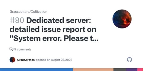 Dedicated Server Detailed Issue Report On System Error Please Try