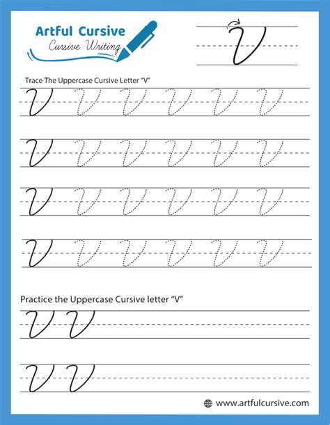 Cursive Alphabet Letter V Worksheet