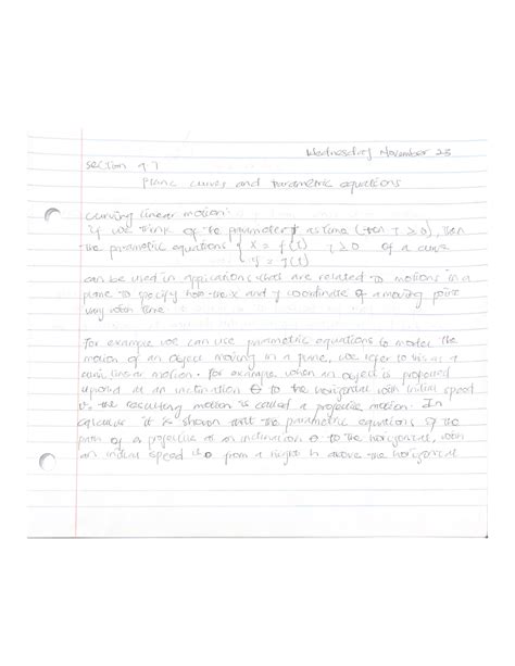 Math Notes Plain Curves And Parametric Equations MATH Studocu
