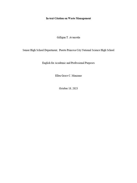 In Text Citation On Waste Management Avancena Gilligan Pdf