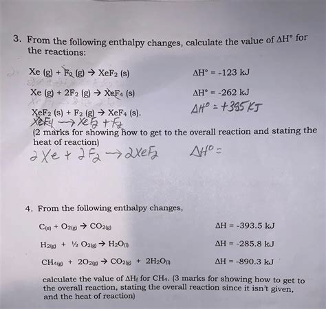 Solved 3. From the following enthalpy changes, calculate the | Chegg.com