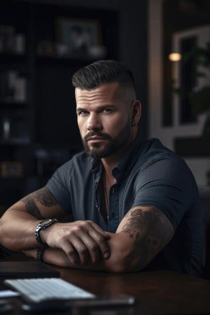 Premium AI Image Shot Of A Man Sitting In Front Of His Computer At Home Created With Generative Ai