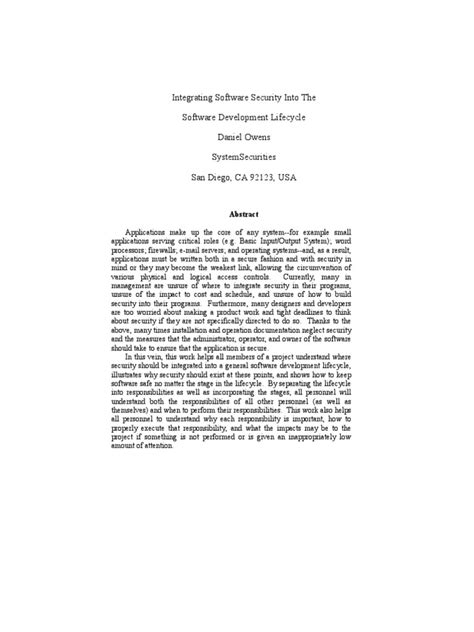 integrating software security into the software development life cycle