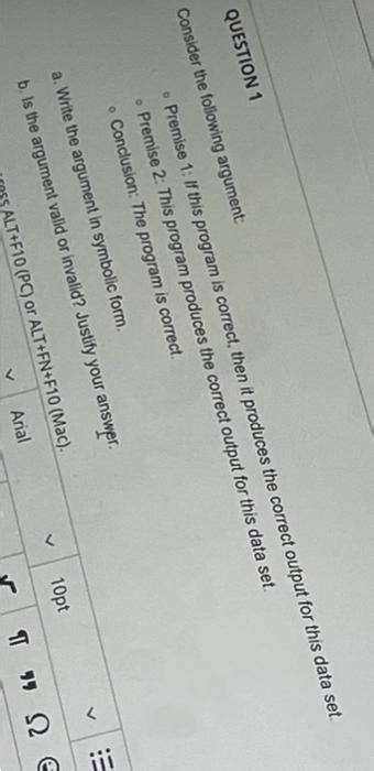 Solved Consider The Following Argument Premise 1 If This