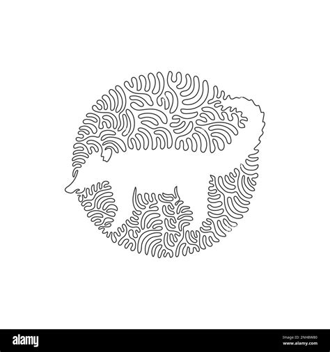 Continuous Curve One Line Drawing Of Standing Coati Abstract Art In