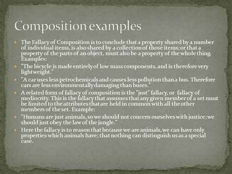 Composition Fallacy Examples