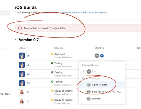 Cant Add Groups To Testflight Bui Apple Developer Forums