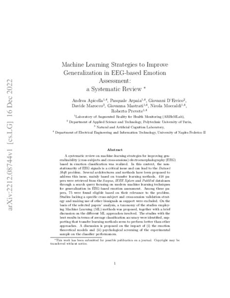 pdf machine learning strategies to improve generalization in eeg