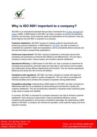 Why Is Iso Important To A Company By Sis Certifications Issuu