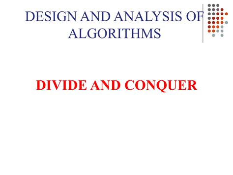 Daa Divide And Conquer Methodology Daa 2024 Ppt