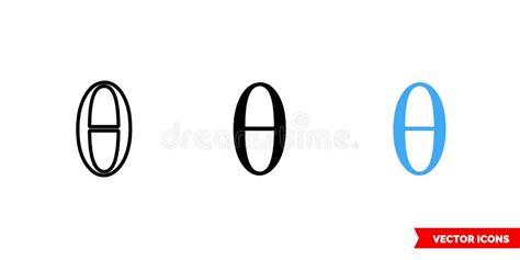 Theta Symbol Icon Of 3 Types Color Black And White Outline Isolated Vector Sign Symbol Stock